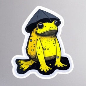 Rain Frog With Raincoat Sticker Frog Vinyl Sticker Decal Water Bottles ...