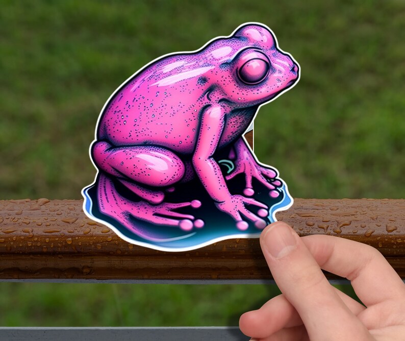 Pink Frog Vinyl Sticker Decal Frog Vinyl Sticker Water Bottles, Laptops ...