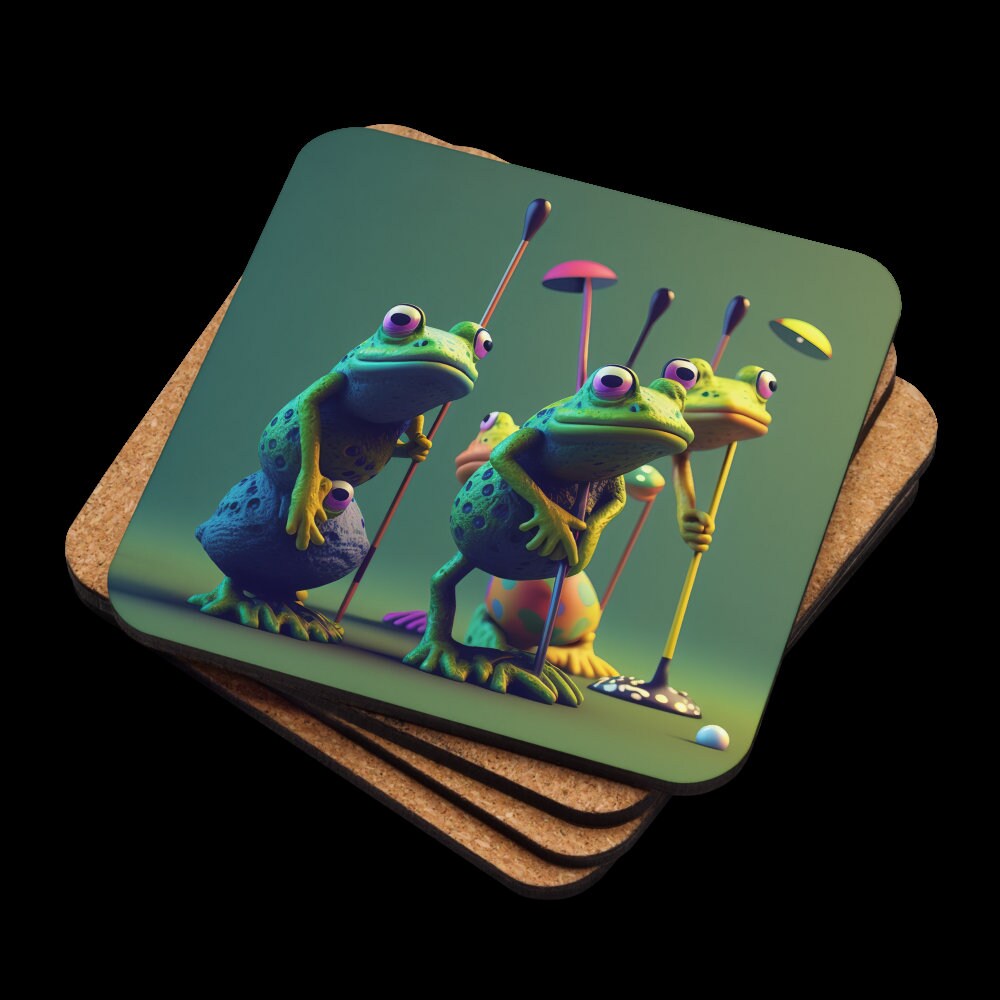 Frogs Playing Golf Coaster 1 Coaster Elegant and - Etsy