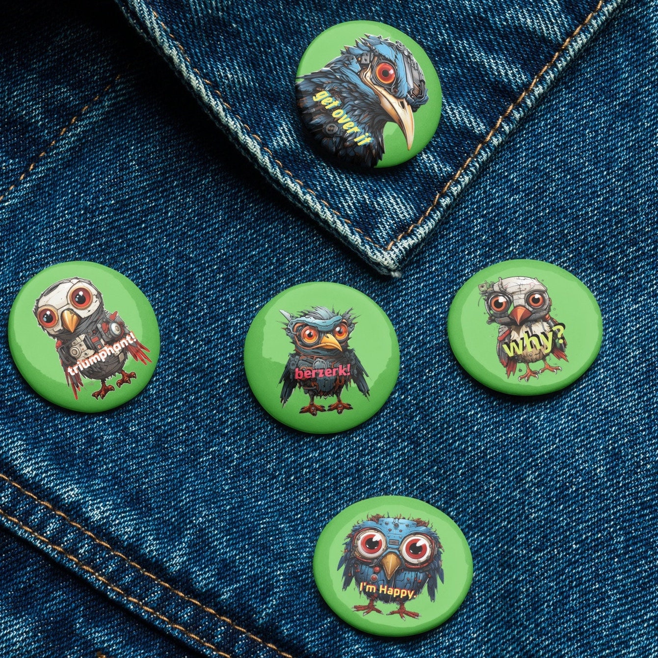 Wicked Robot Birds Inspirational Pin Set - Etsy