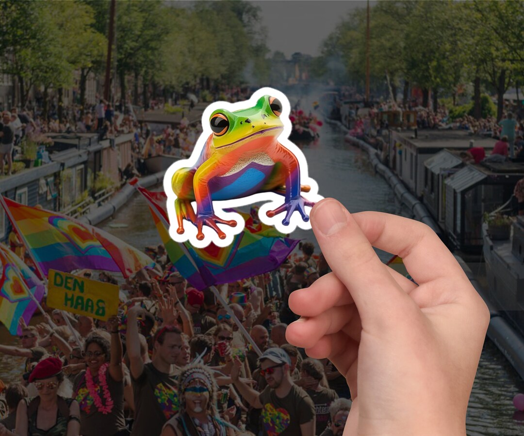 Colorful LGBTQ+ Frog Decal, Cute Pride Frog Charity Sticker, Premium ...