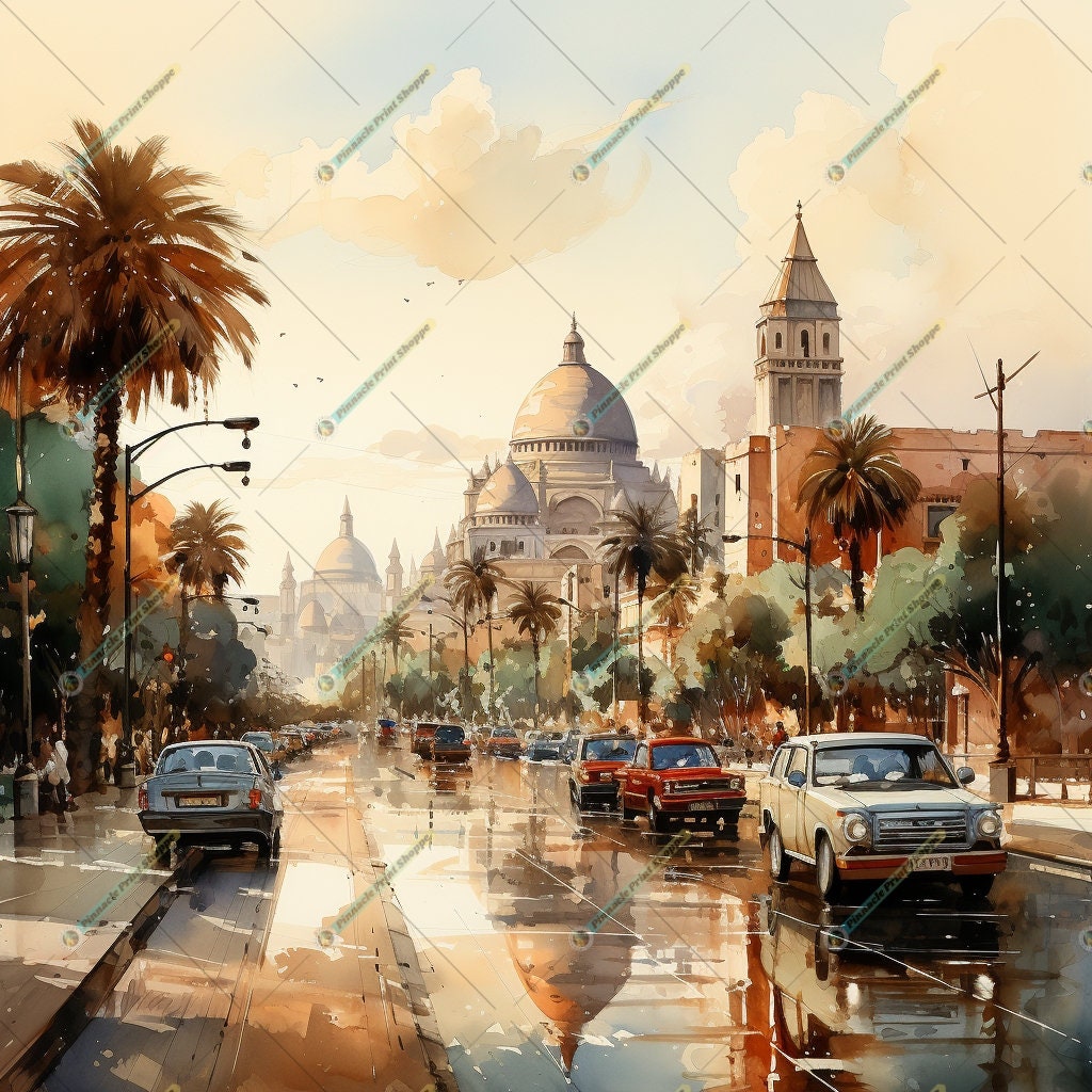 Watercolor Cairo Egypt Watercolor Egypt Print (Instant Download) - Etsy