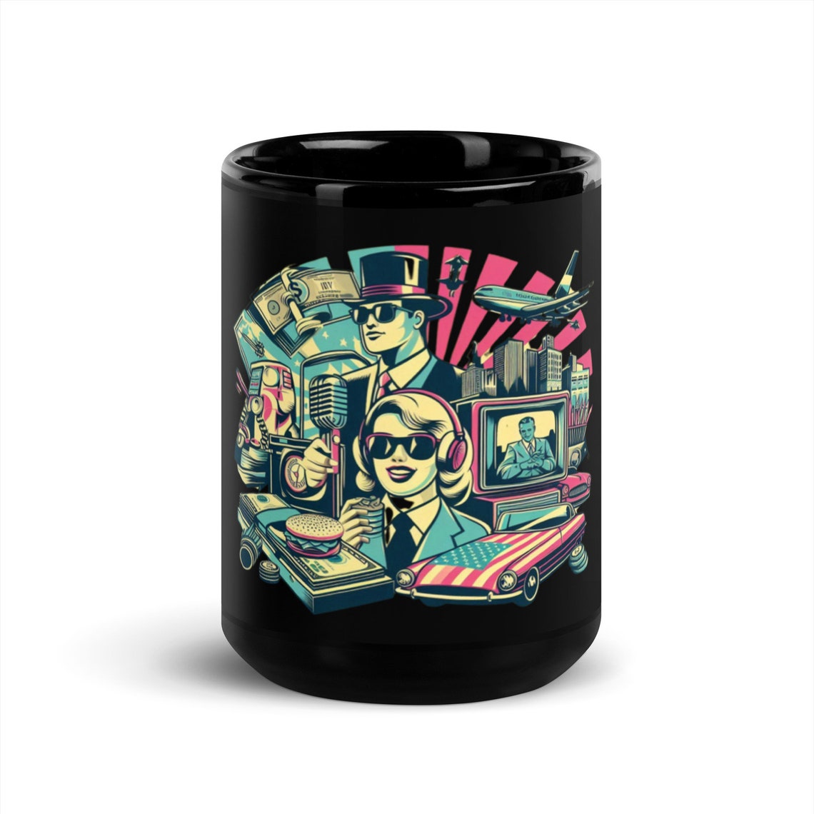American Iconic Vintage Black Glossy Mug - Etsy