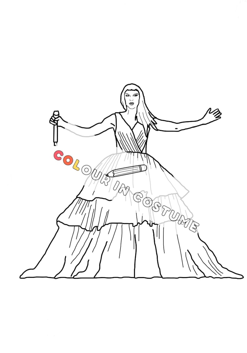 Taylor Swift- Eras Tour Colouring Page - Etsy