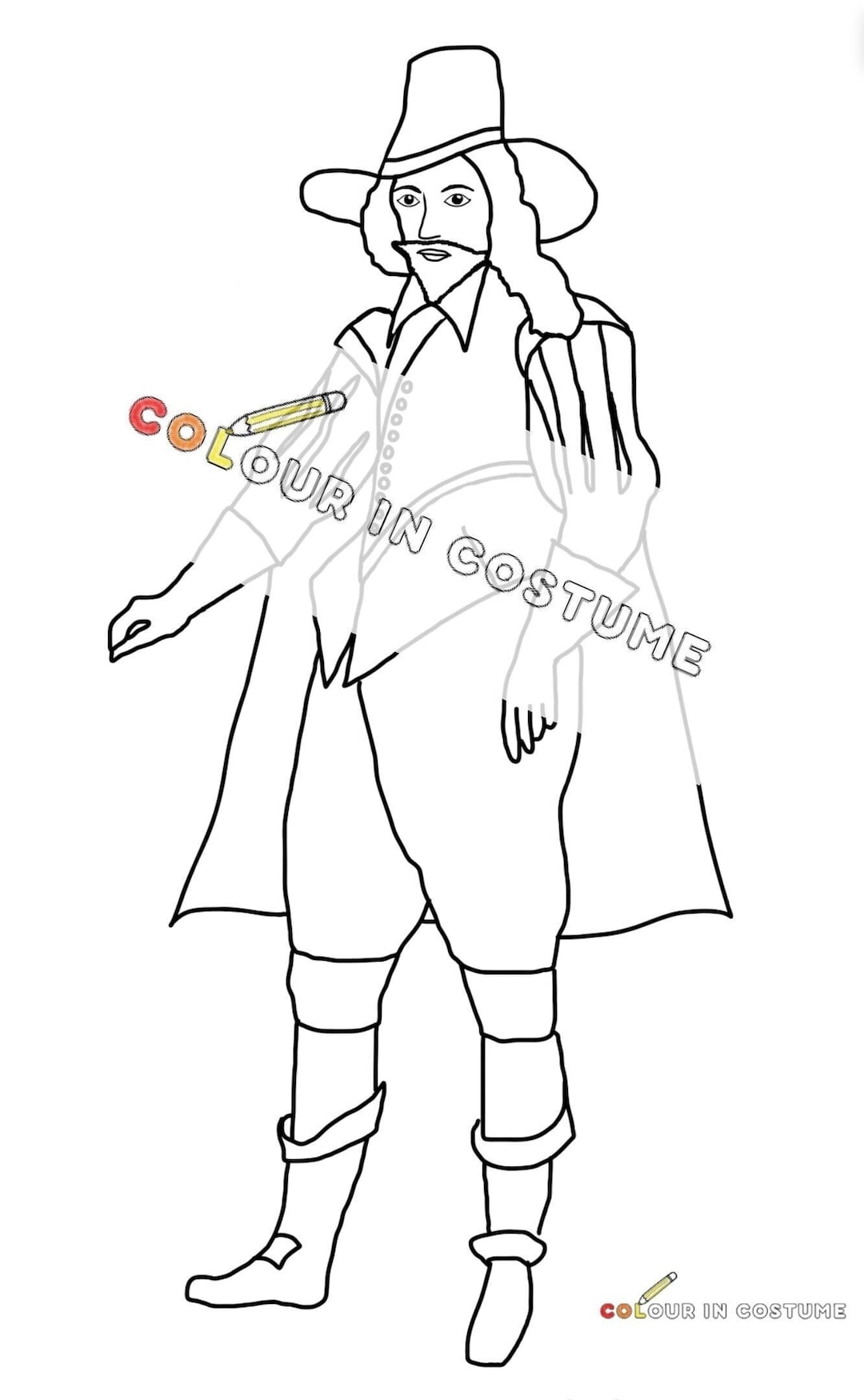 Guy Fawkes - Printable Colouring in Page + Fact Sheet. - Etsy