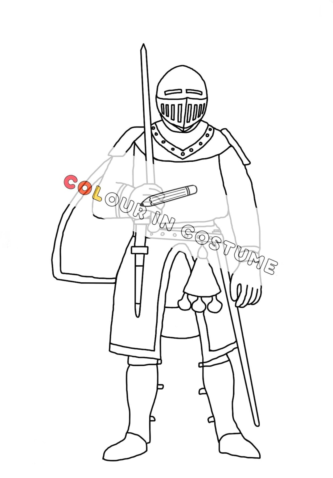 Medieval Knight - Printable Colouring Page - Etsy