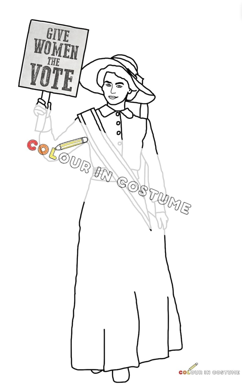 Suffragette - Printable Colouring in Page + Fact Sheet. - Etsy