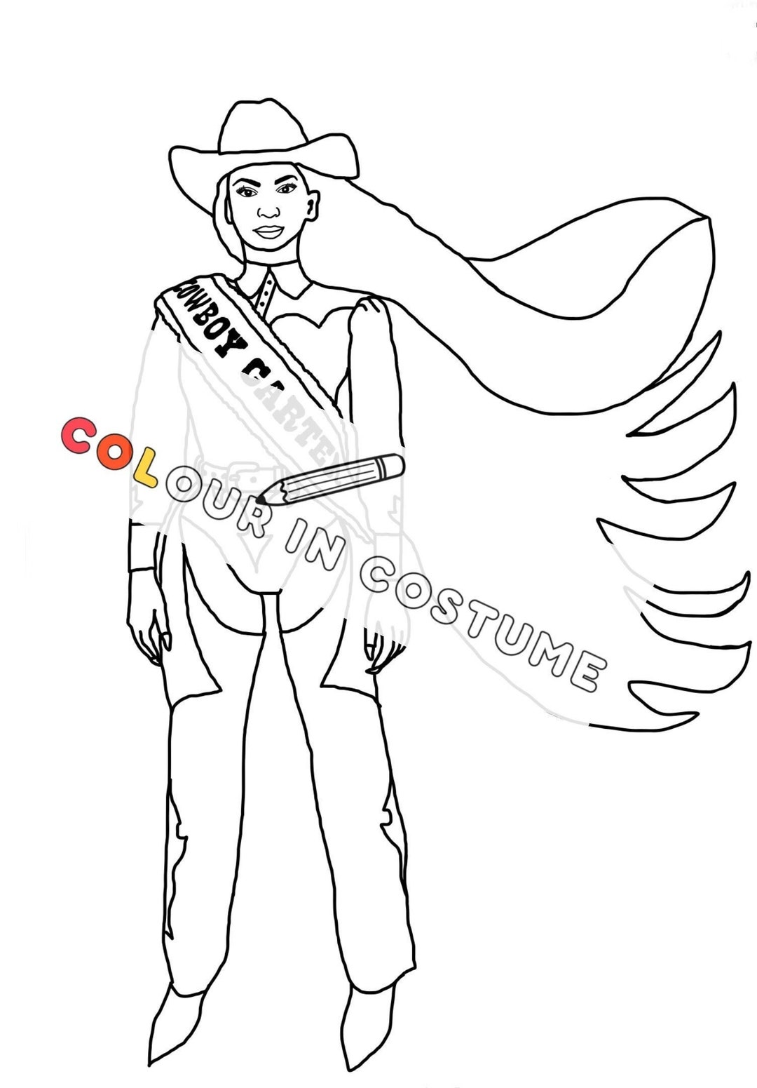 Beyonce - Cowboy Carter Colouring Page - Etsy