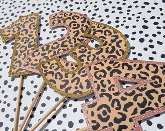 LEOPARD Print Design Birthday NUMBER Cake Topper 5.5 - Etsy