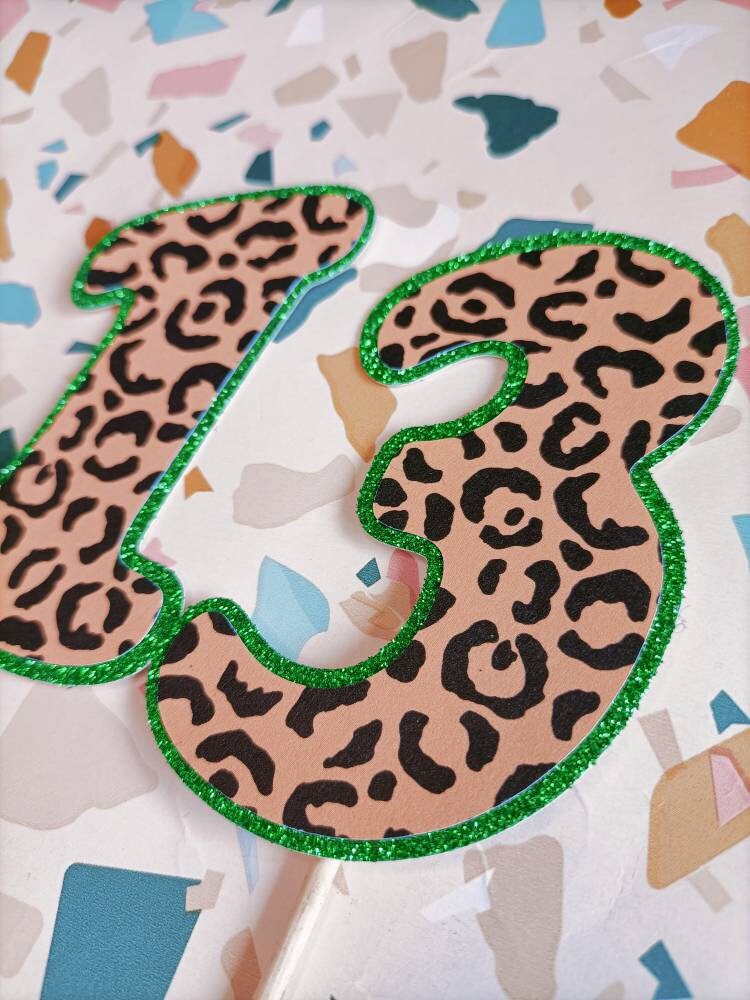 Number Cake Topper leopard Print Cake Topper Birthday Cake Topper Age ...