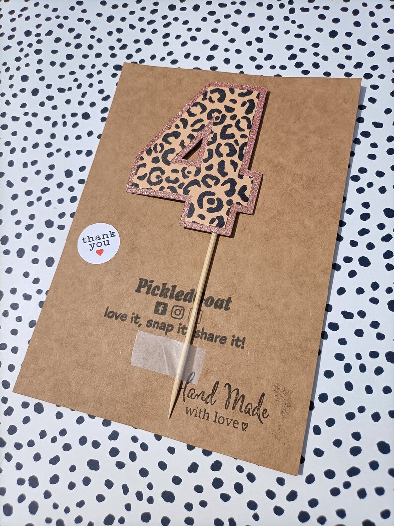 Leopard and Glitter Number Cake Topper Birthday Cake Topper Custom ...