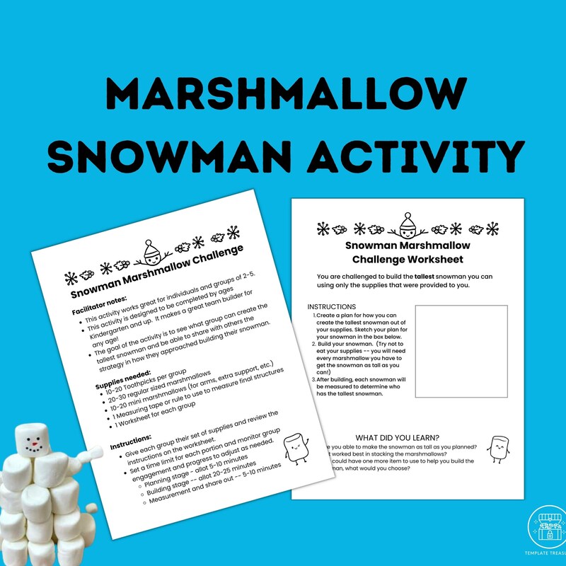 Marshmallow Snowman Crafts - Etsy