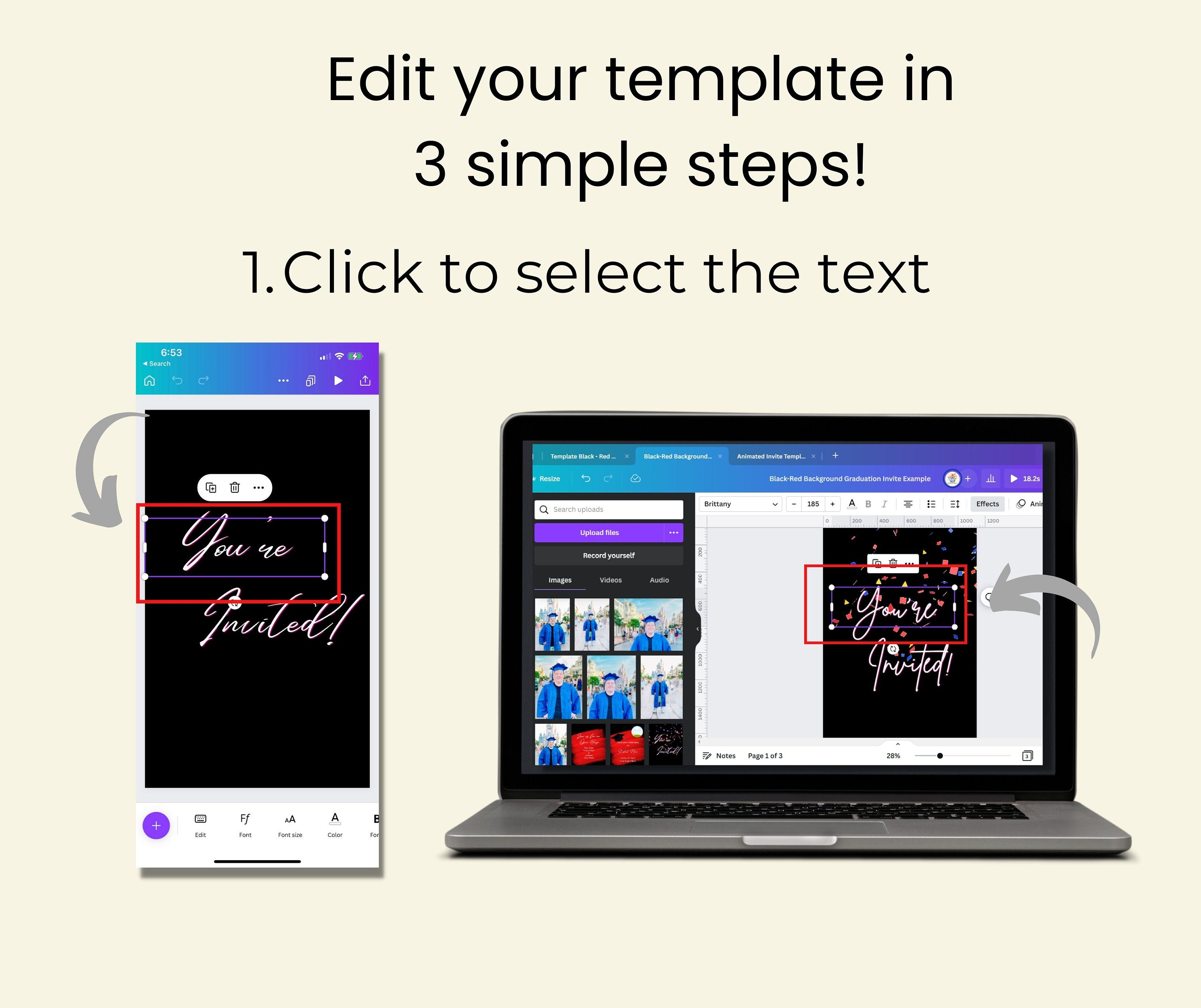 Video Invitation Template Animated Graduation Party Canva - Etsy