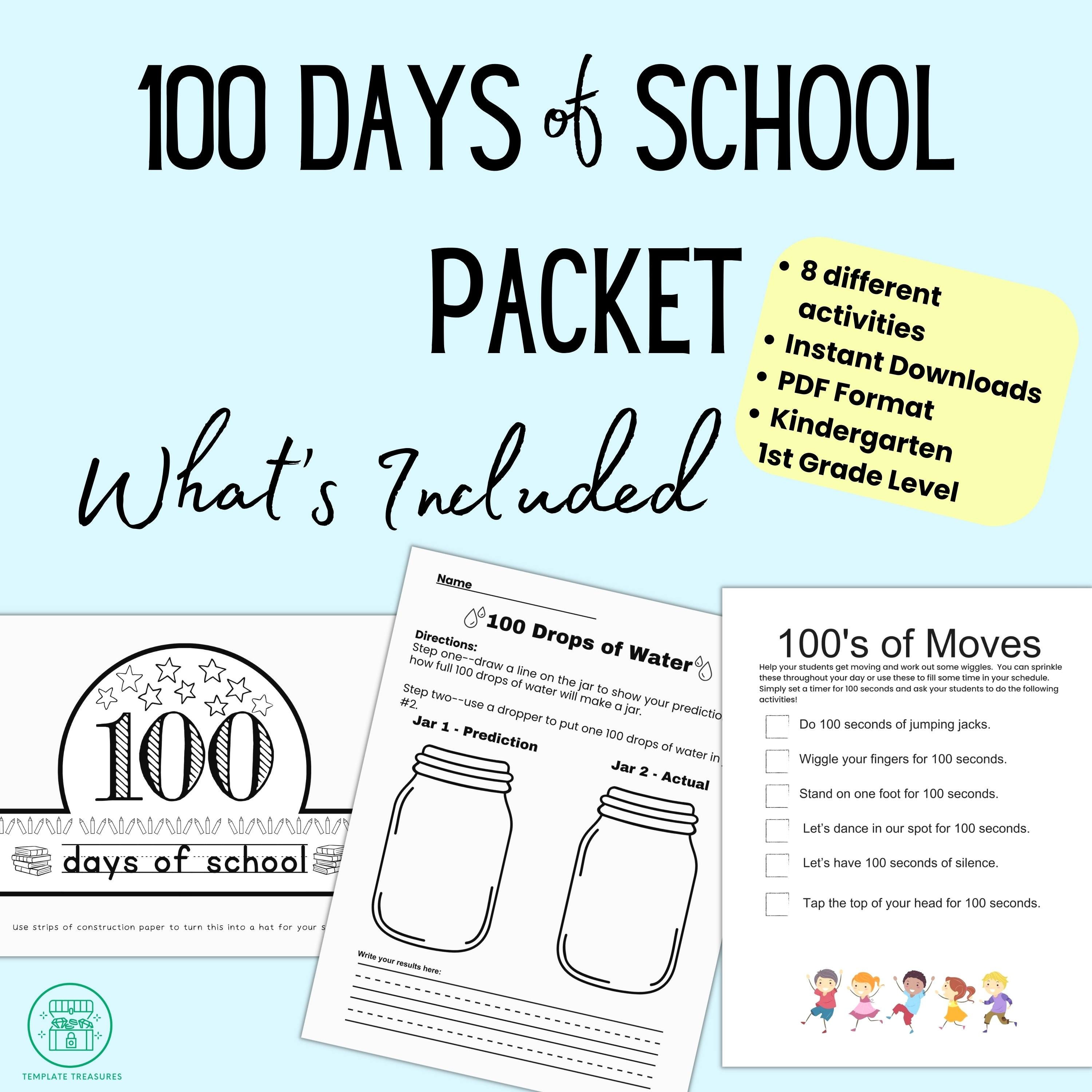 100 Days of School, 100th Day of School, 100 Days of School Worksheets ...