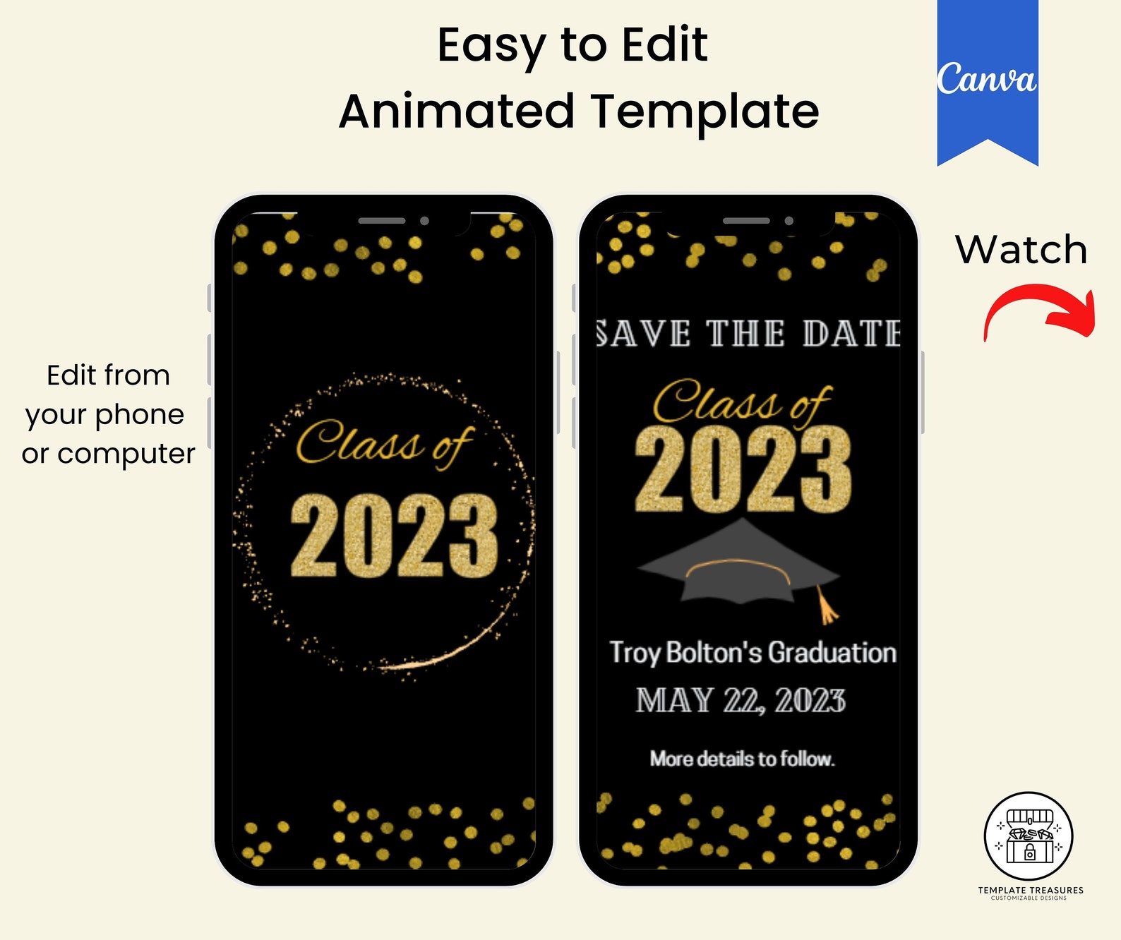 Video Invitation Template Animated Graduation Party Canva - Etsy