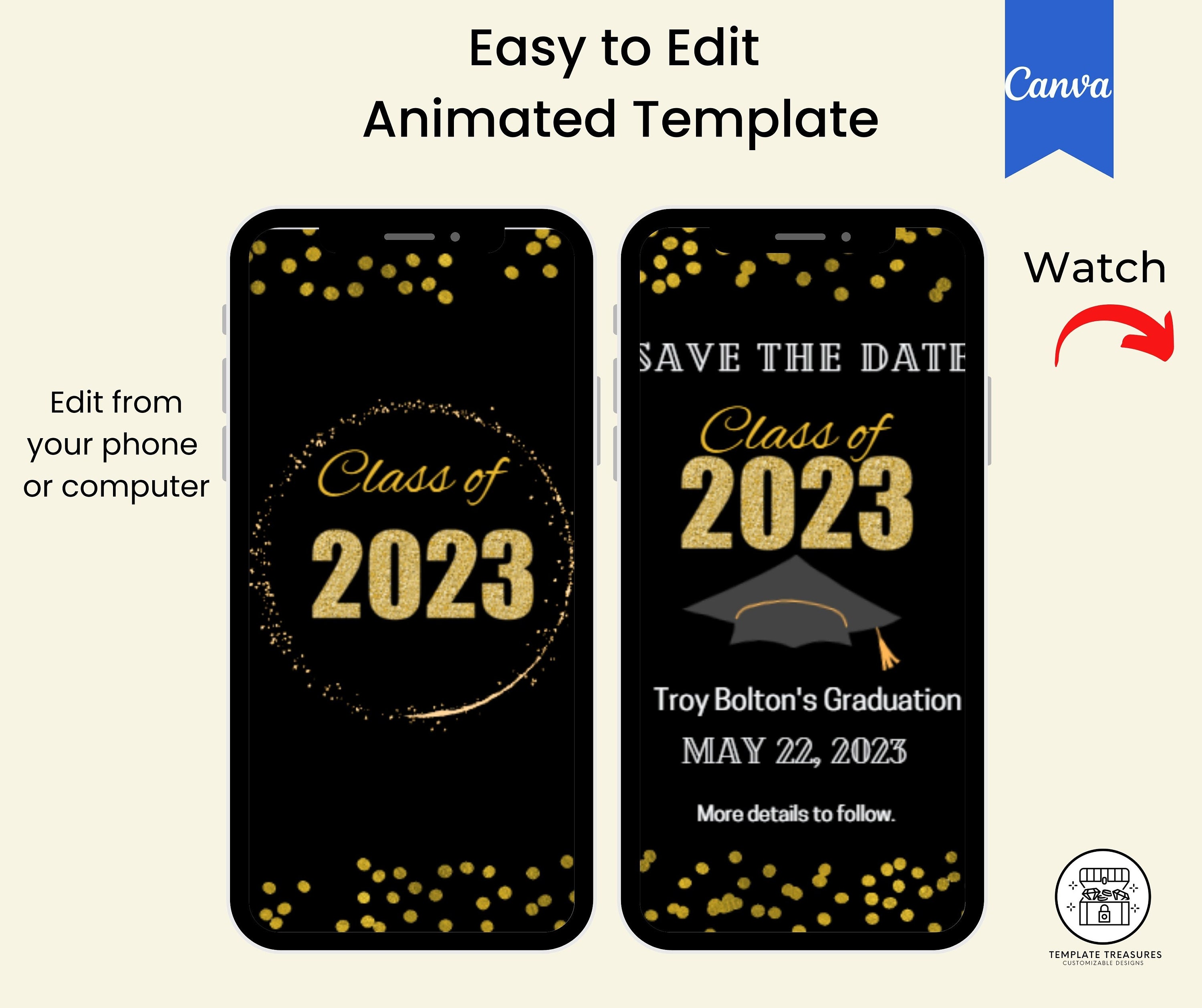 Video Invitation Template Animated Graduation Party Canva - Etsy