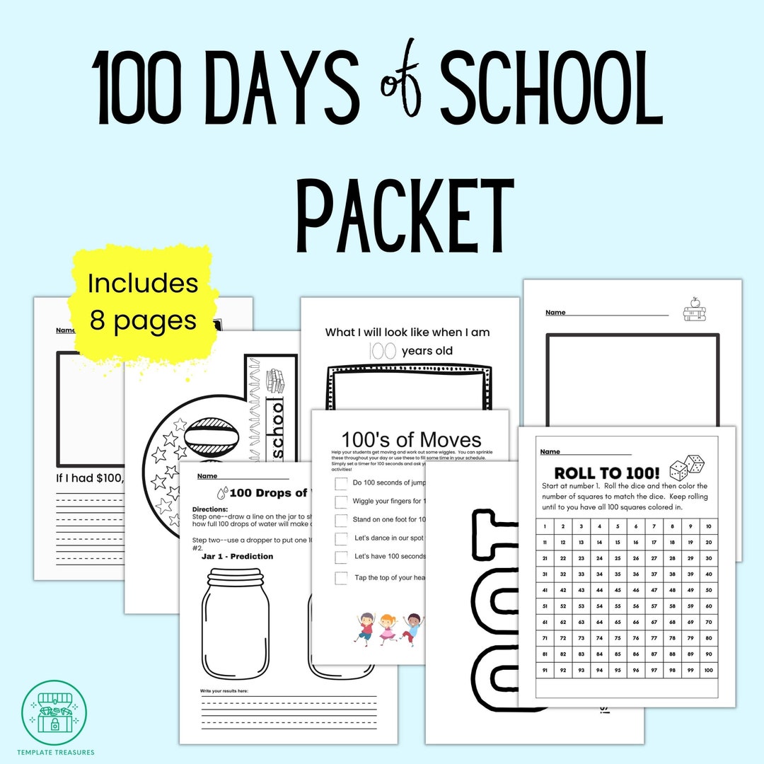 100 Days of School, 100th Day of School, 100 Days of School Worksheets ...