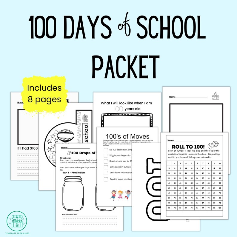 100 Days of School, 100th Day of School, 100 Days of School Worksheets ...