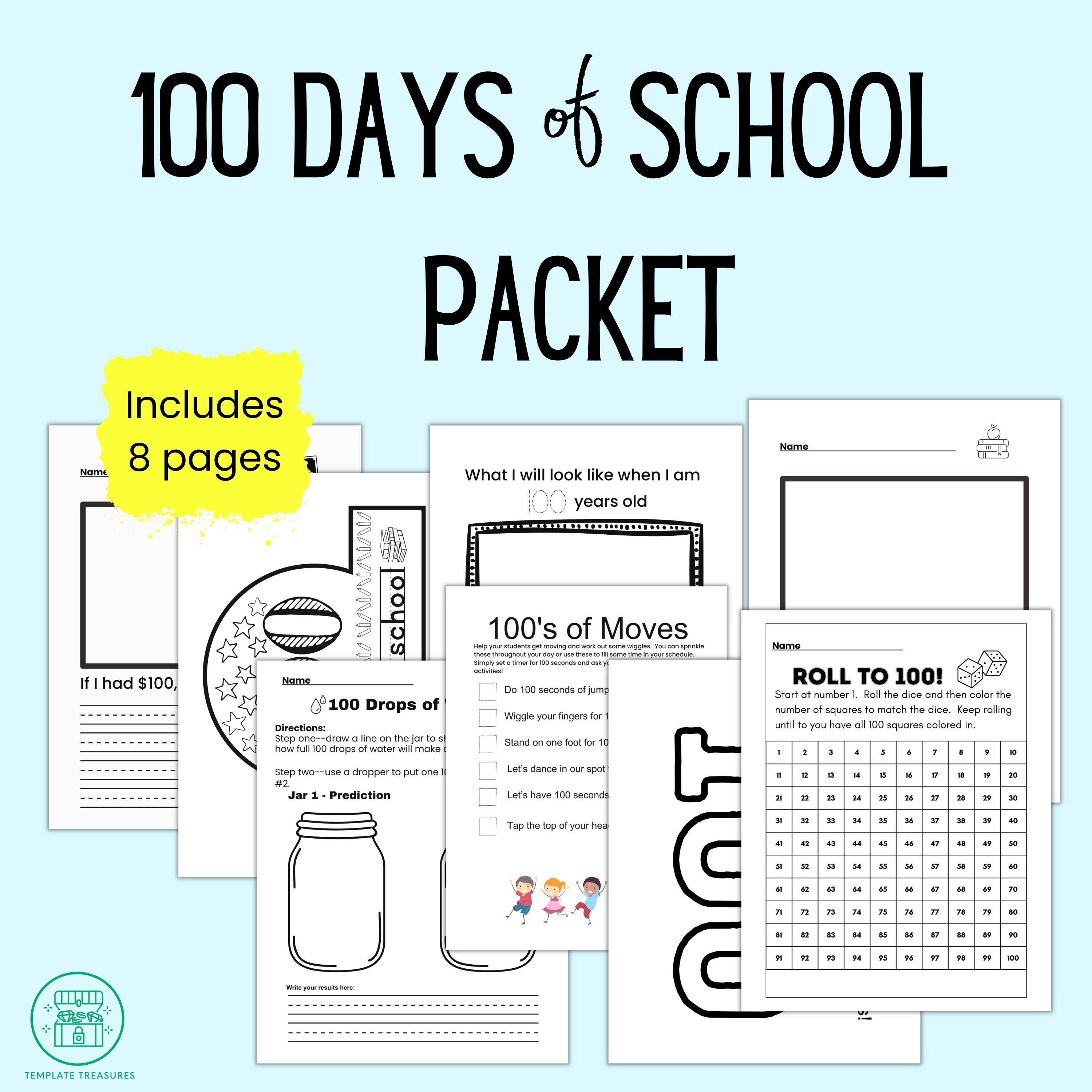 100 Days of School, 100th Day of School, 100 Days of School Worksheets ...