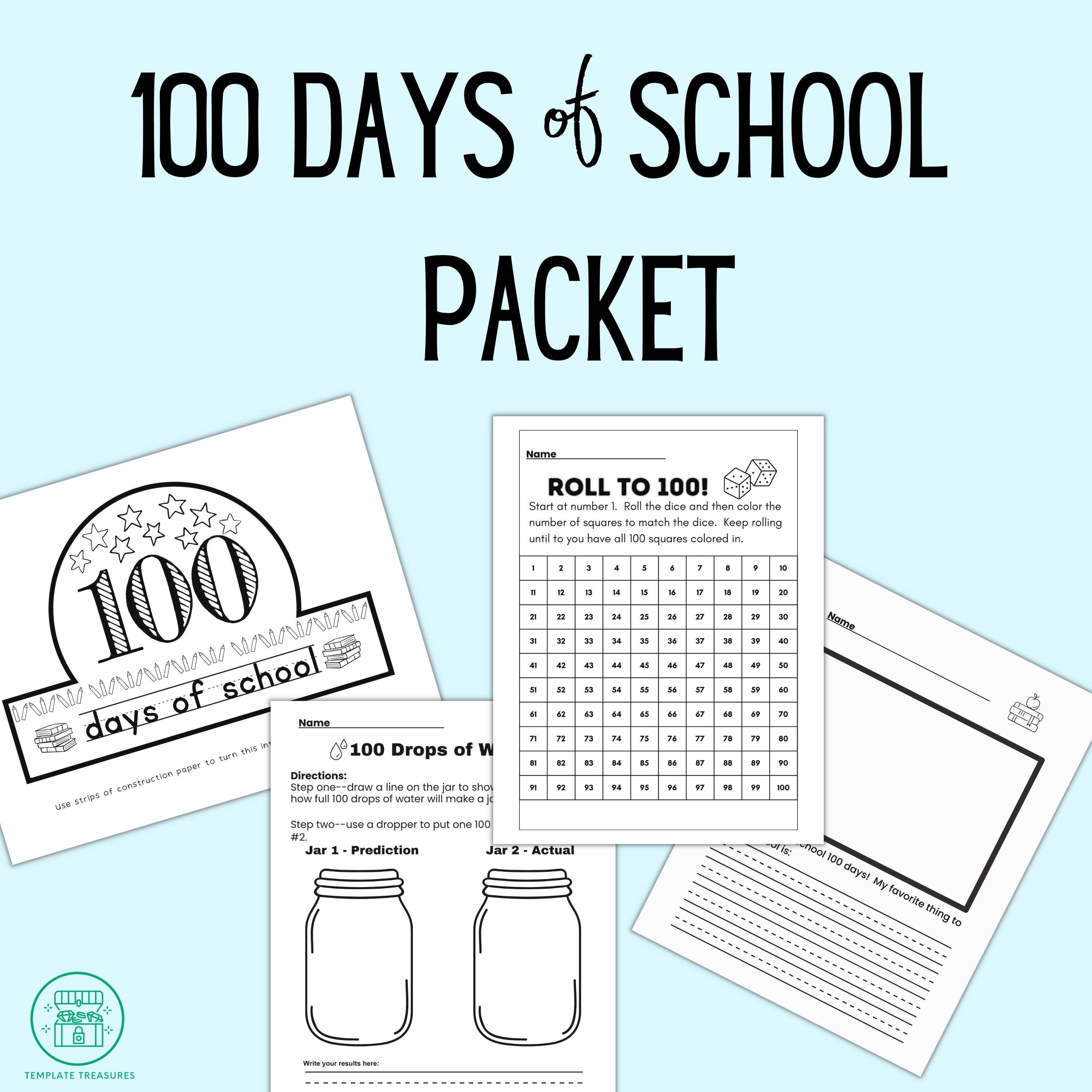100 Days of School, 100th Day of School, 100 Days of School Worksheets ...