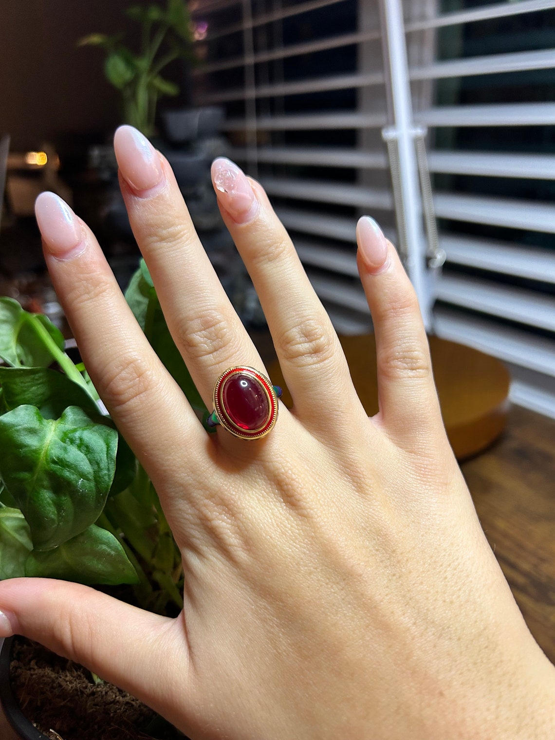 Vintage Style Palace Red Gemstone Gold Ring - Etsy