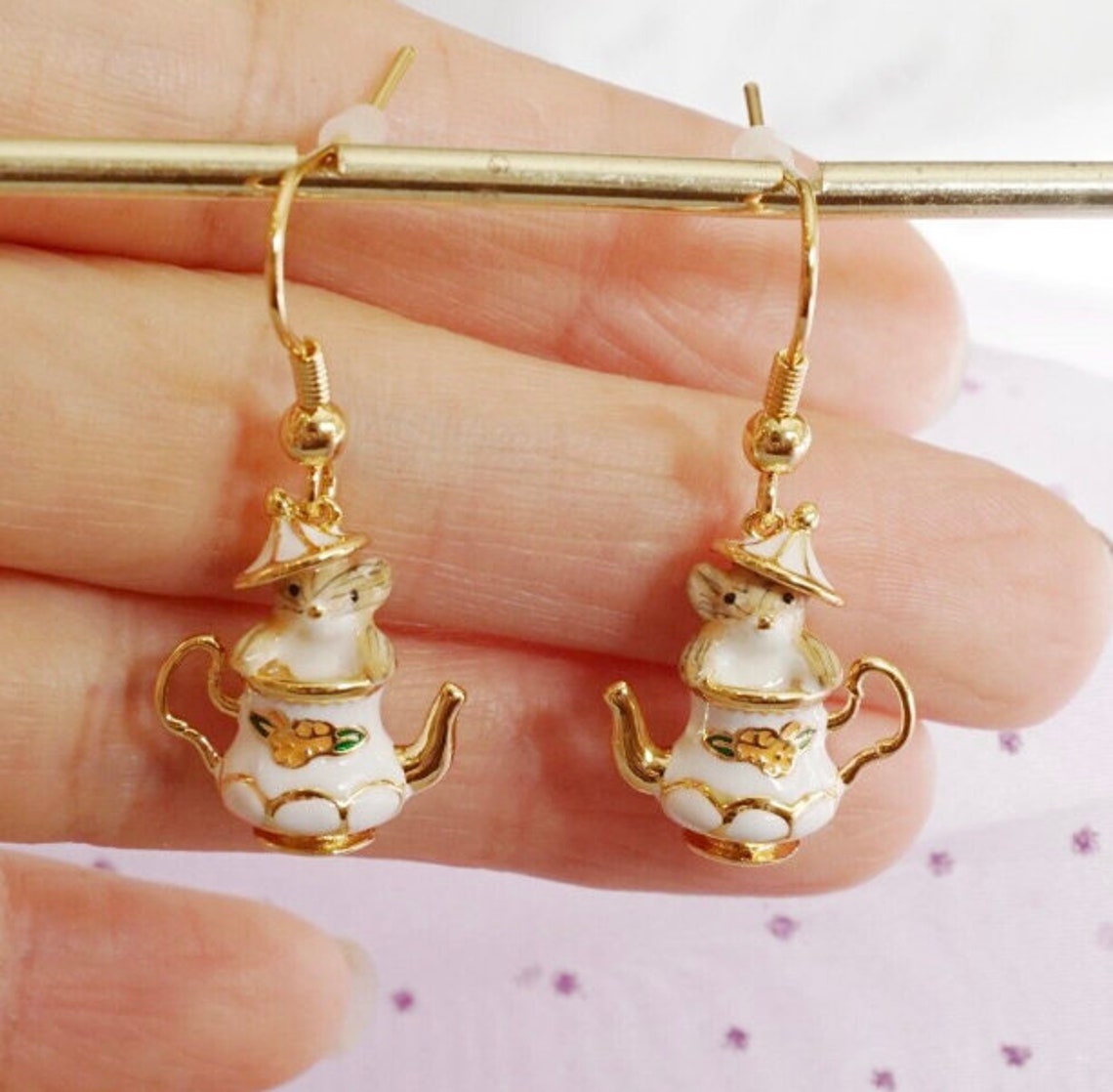 Hamster Teapot Earrings - Etsy
