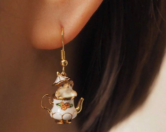 Hamster Teapot Earrings - Etsy