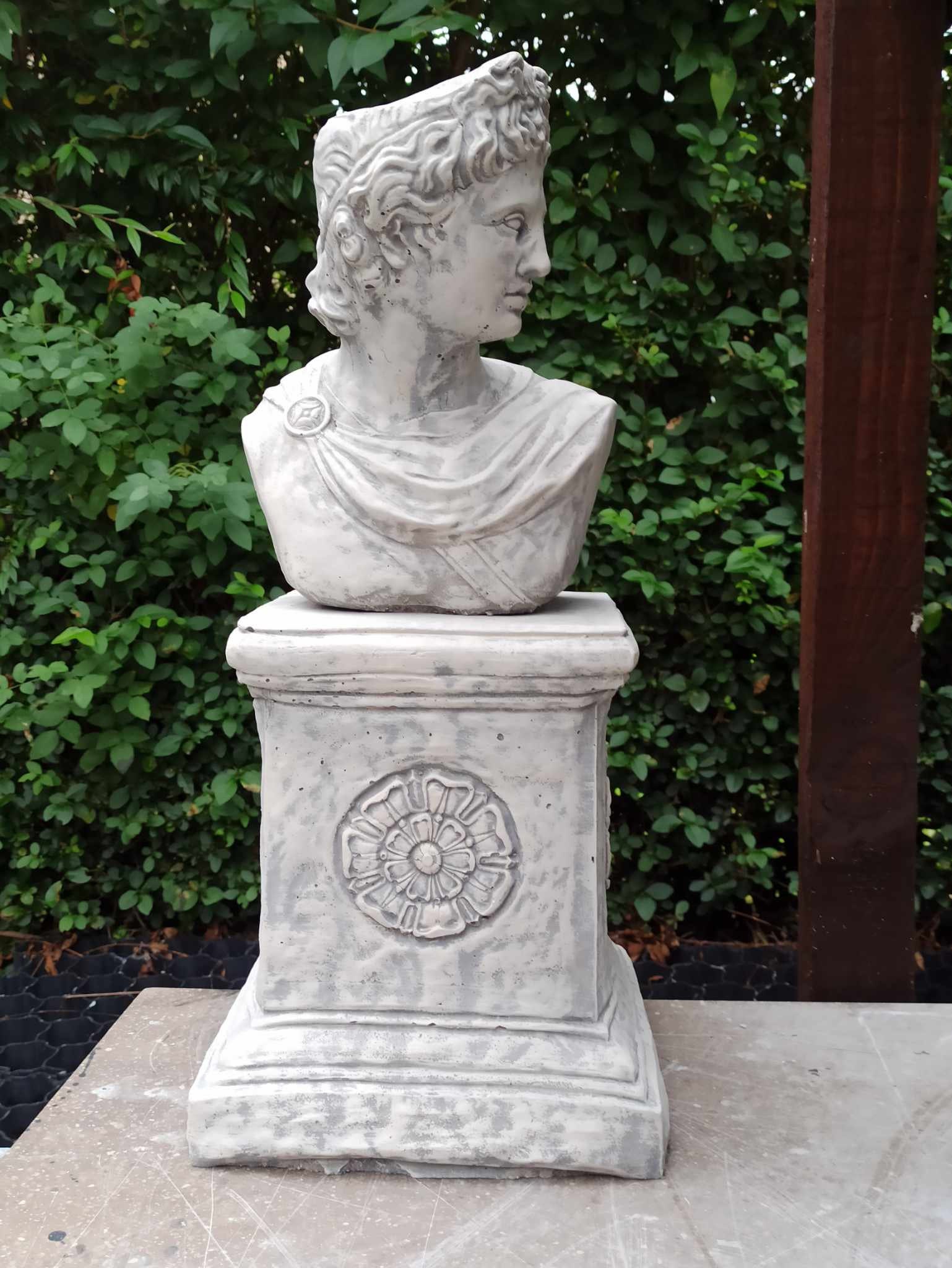 Apollo Bust Statue and Pedestal Lady Greek Goddess Sculpture Stone ...