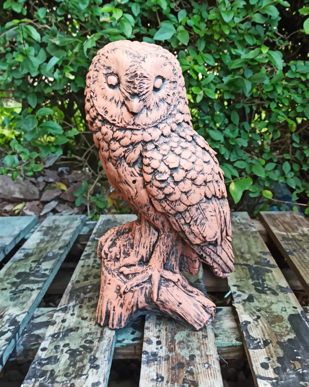 Terracotta Owl Stone Statue Garden Ornament Concrete Barn Owl Stone - Etsy