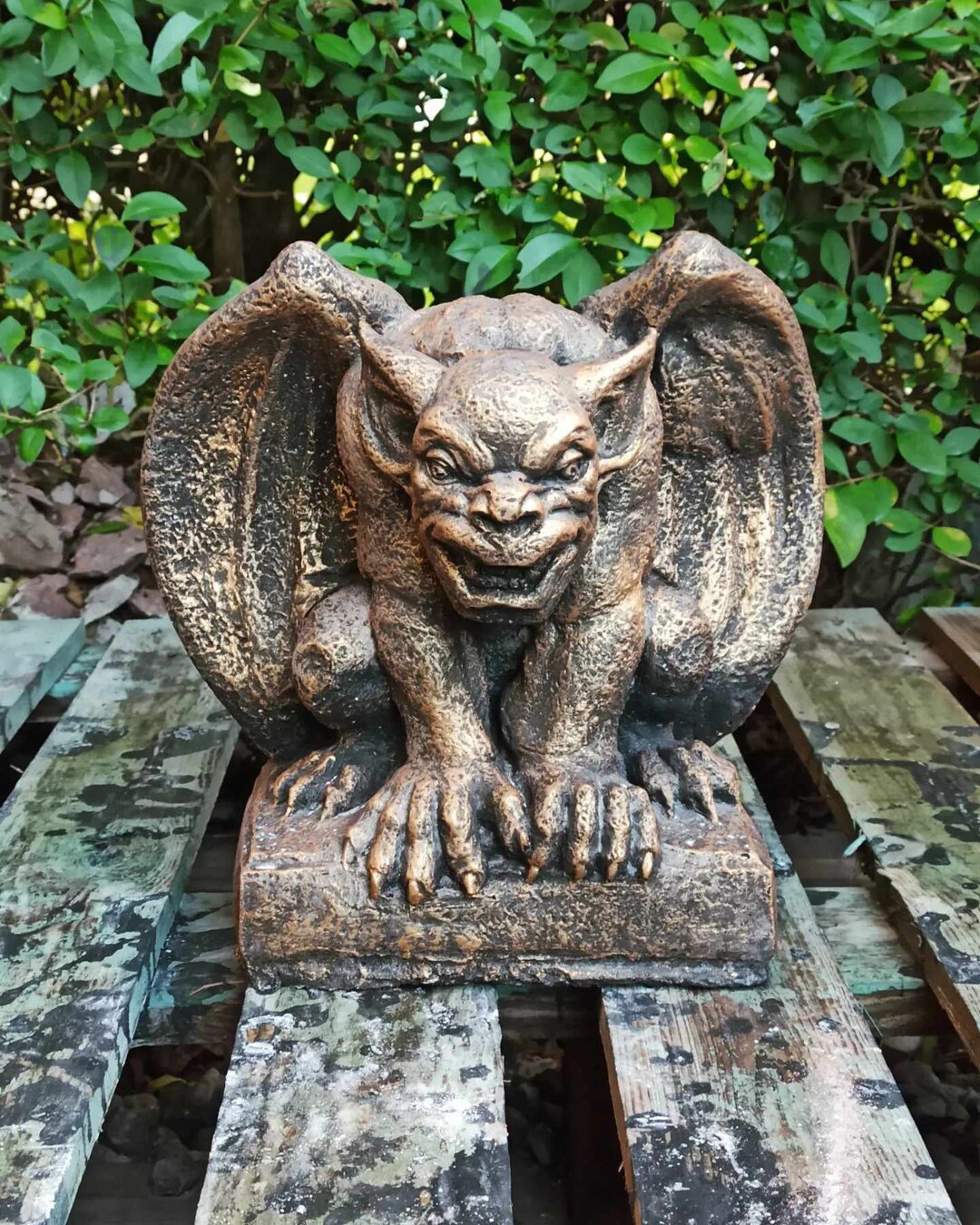 Antique Gold Gargoyle Stone Statue Garden Ornament Gothic Gremlin - Etsy
