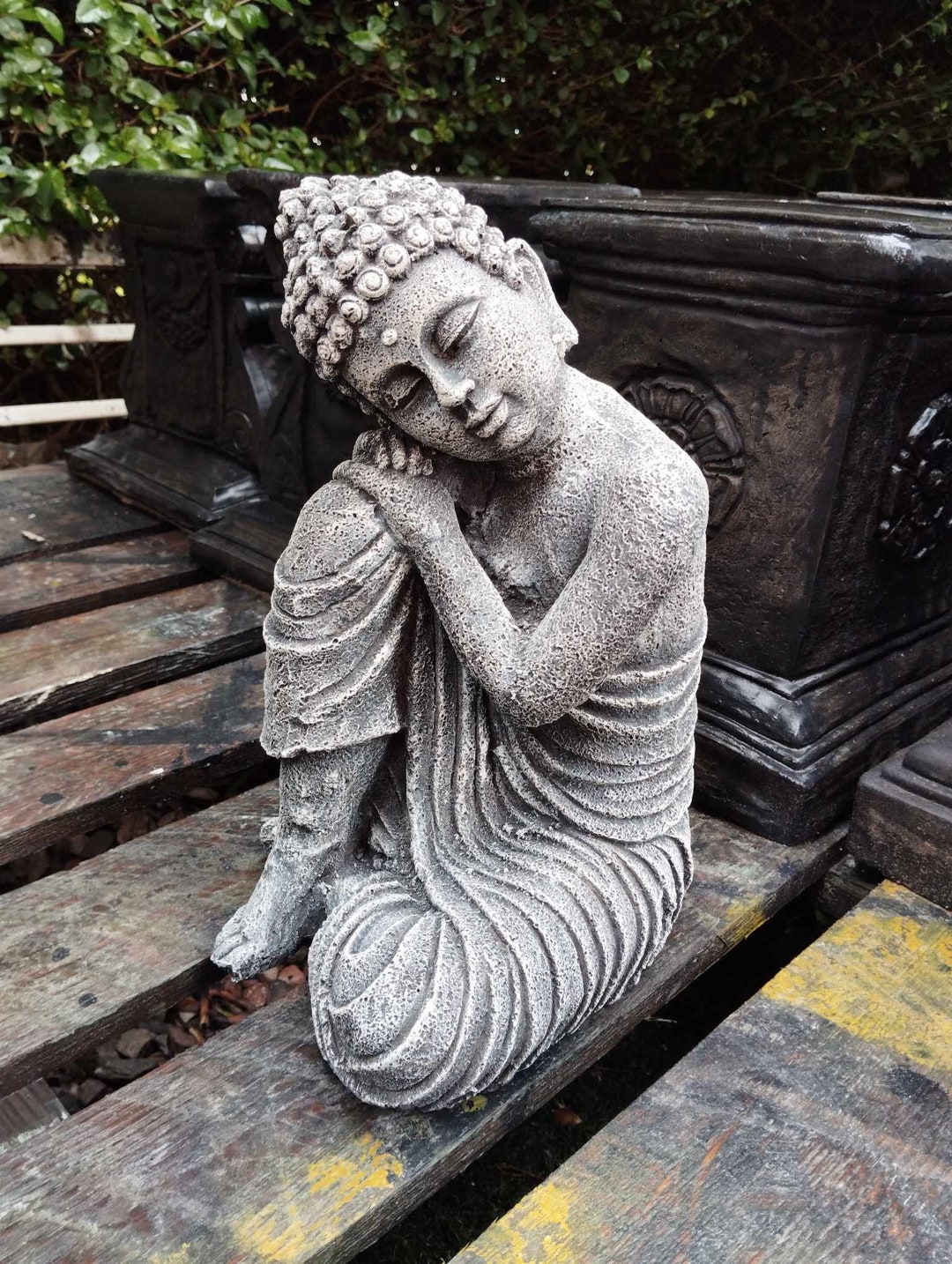 Young Buddha Meditating Stone Statue Garden Ornament Concrete Zen ...