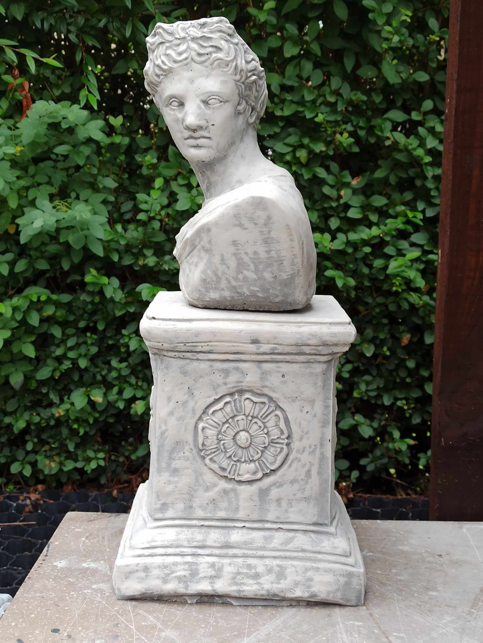 Apollo Bust Statue and Pedestal Lady Greek Goddess Sculpture Stone ...