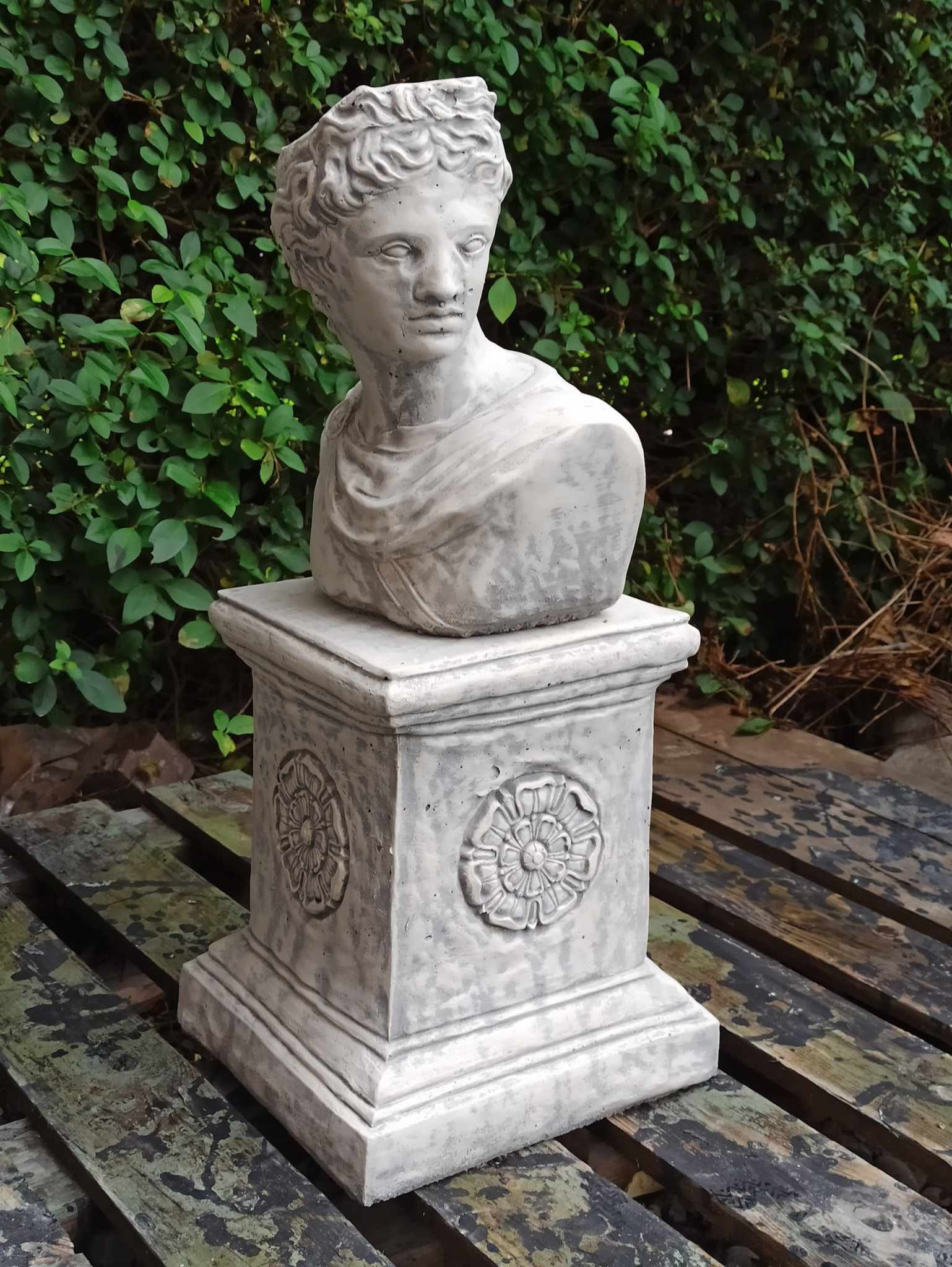 Apollo Bust Statue and Pedestal Lady Greek Goddess Sculpture Stone ...