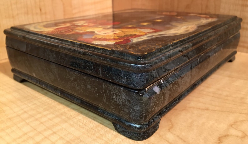 Palekh Lacquer Box " THE MYSTERIOUS VENICE " 7.75" X 6" Handmade Hand ...