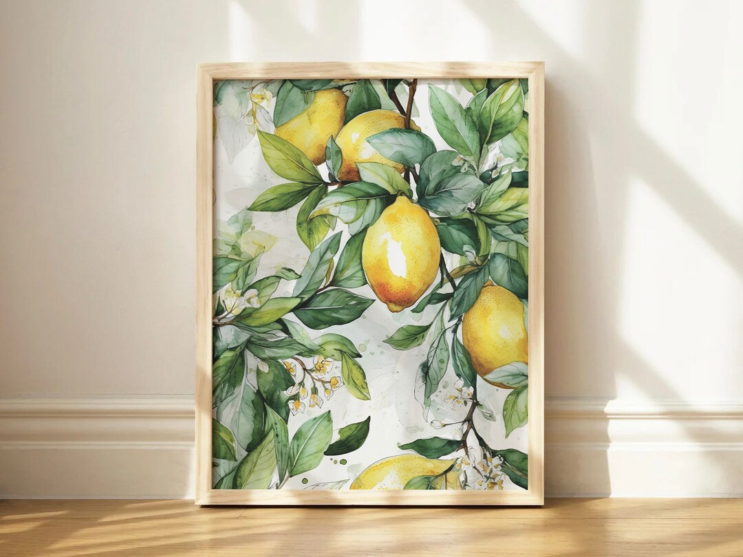 Vintage Lemon Digital Art Watercolor Printable Art Kitchen - Etsy