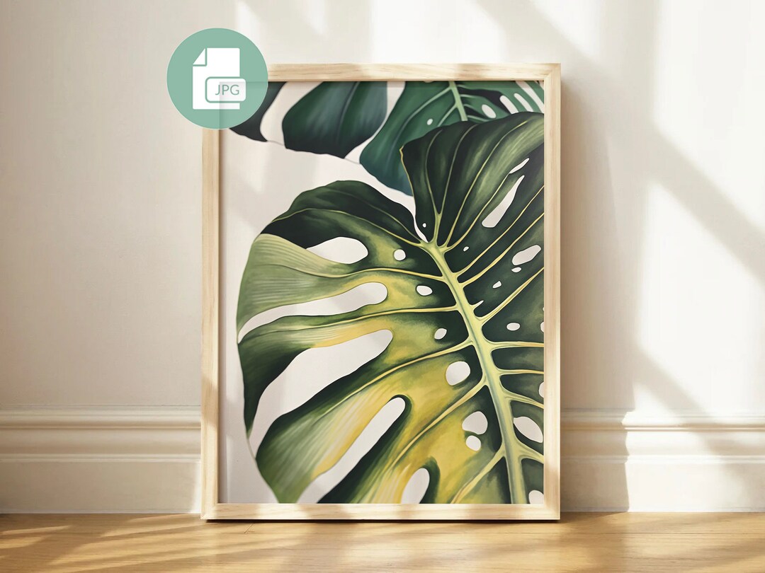 Printable Monstera Illustration Digital Art Printing Minimalist Jungle ...