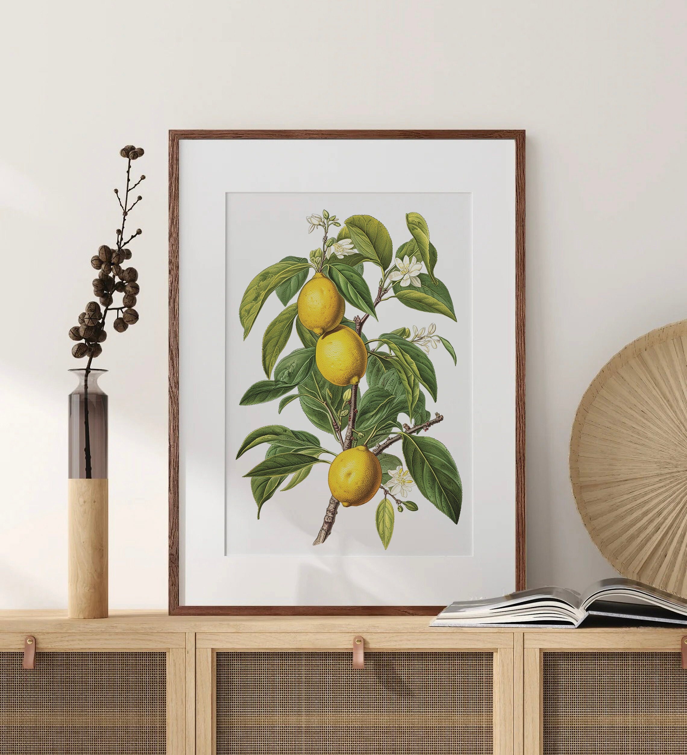 Vintage Lemon Digital Art Citrus Printable Art Kitchen Wall Art ...