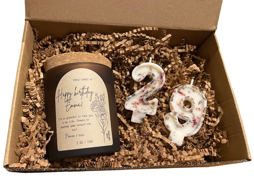 Custom Birthday Candle Box Birth Flower Candle birthday Candle Zodiac ...