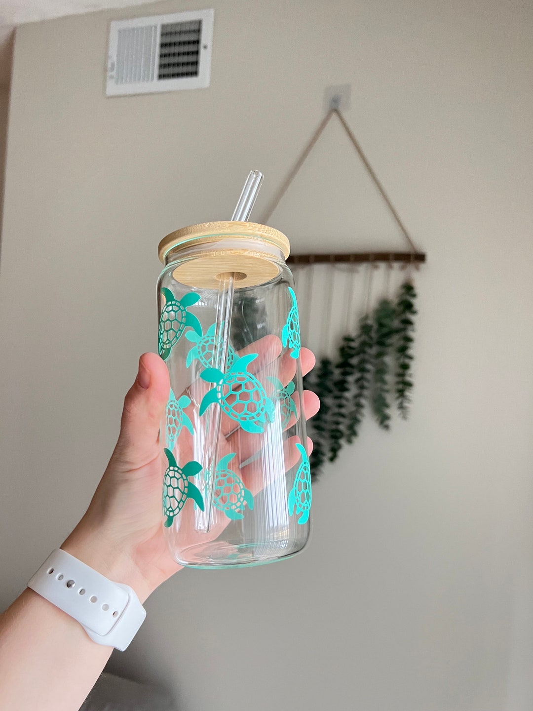 Tropical Sea Turtle Glass Tumbler | Beer Can Glass | Sea Turtle Can ...