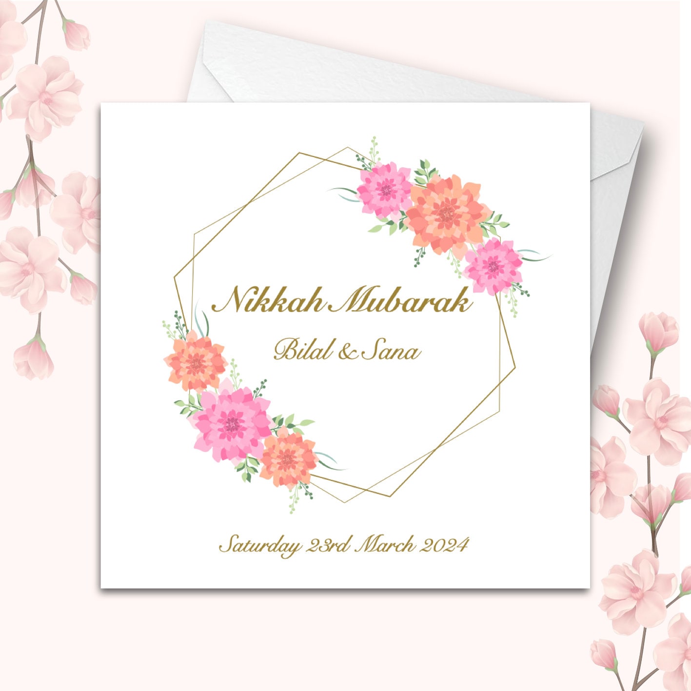 Personalised Nikkah Card, Nikkah Mubarak, Nikkah Day, Shaadi Mubarak ...