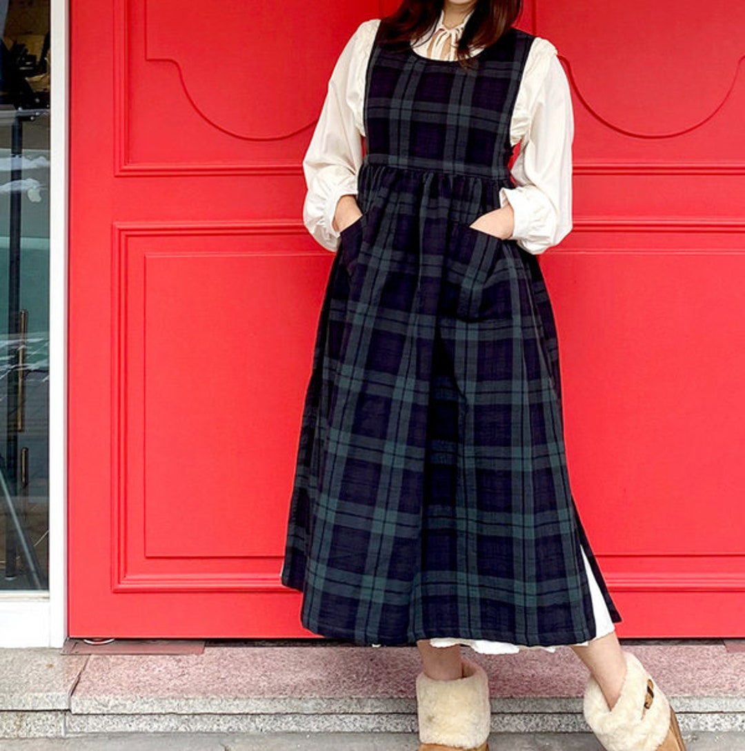 AURACASA Check Long One-piece Apron - Etsy