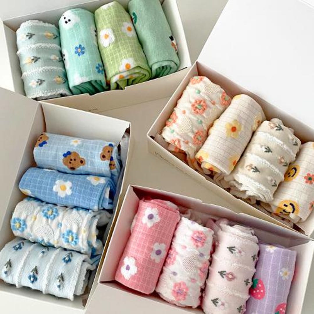 Cute Pattern Socks, Gift Set, Adorable Socks, Gift Pack, 4-pack Cute ...