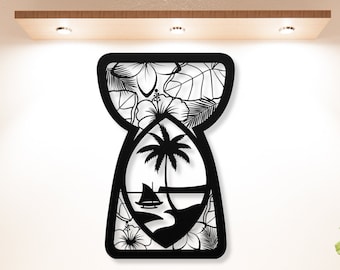 Latte Stone Metal Wall Art Guam Floral Wall Decor CNMI Latte Stone ...