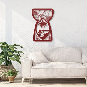 Guam Latte Stone Metal Wall Art: Tropical Floral Decor - Etsy