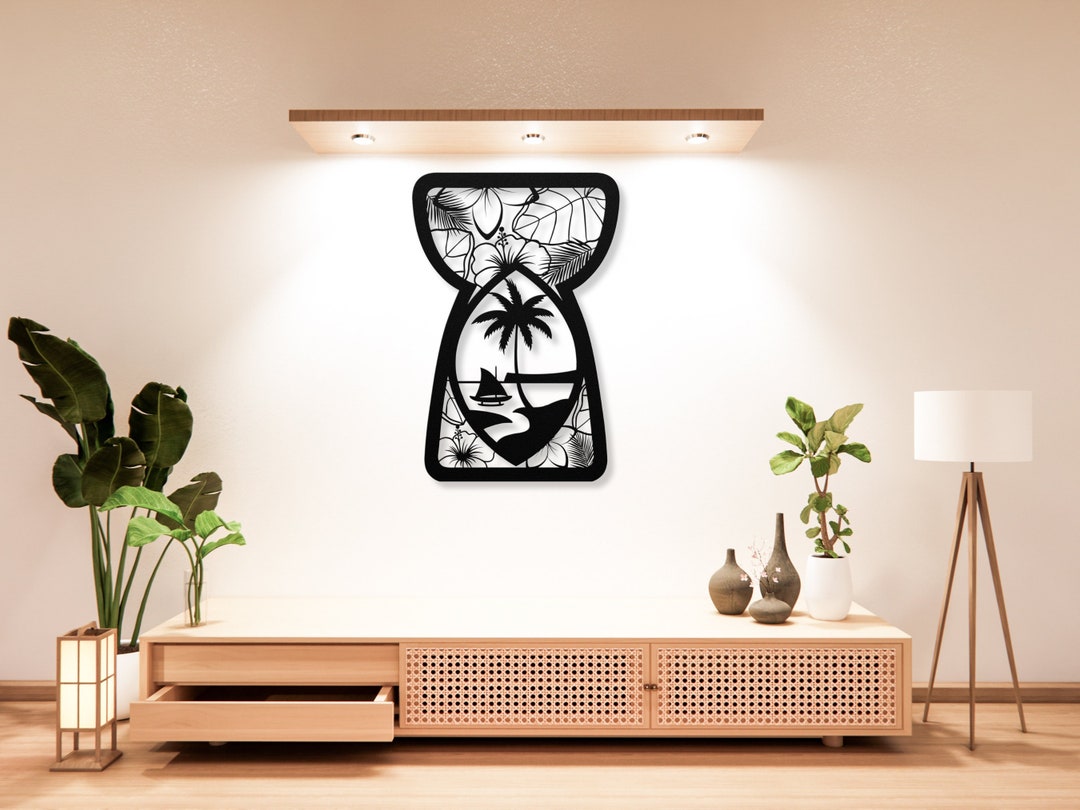 Guam Seal Latte Stone Metal Wall Art Latte Stone Art Guam Floral Wall ...