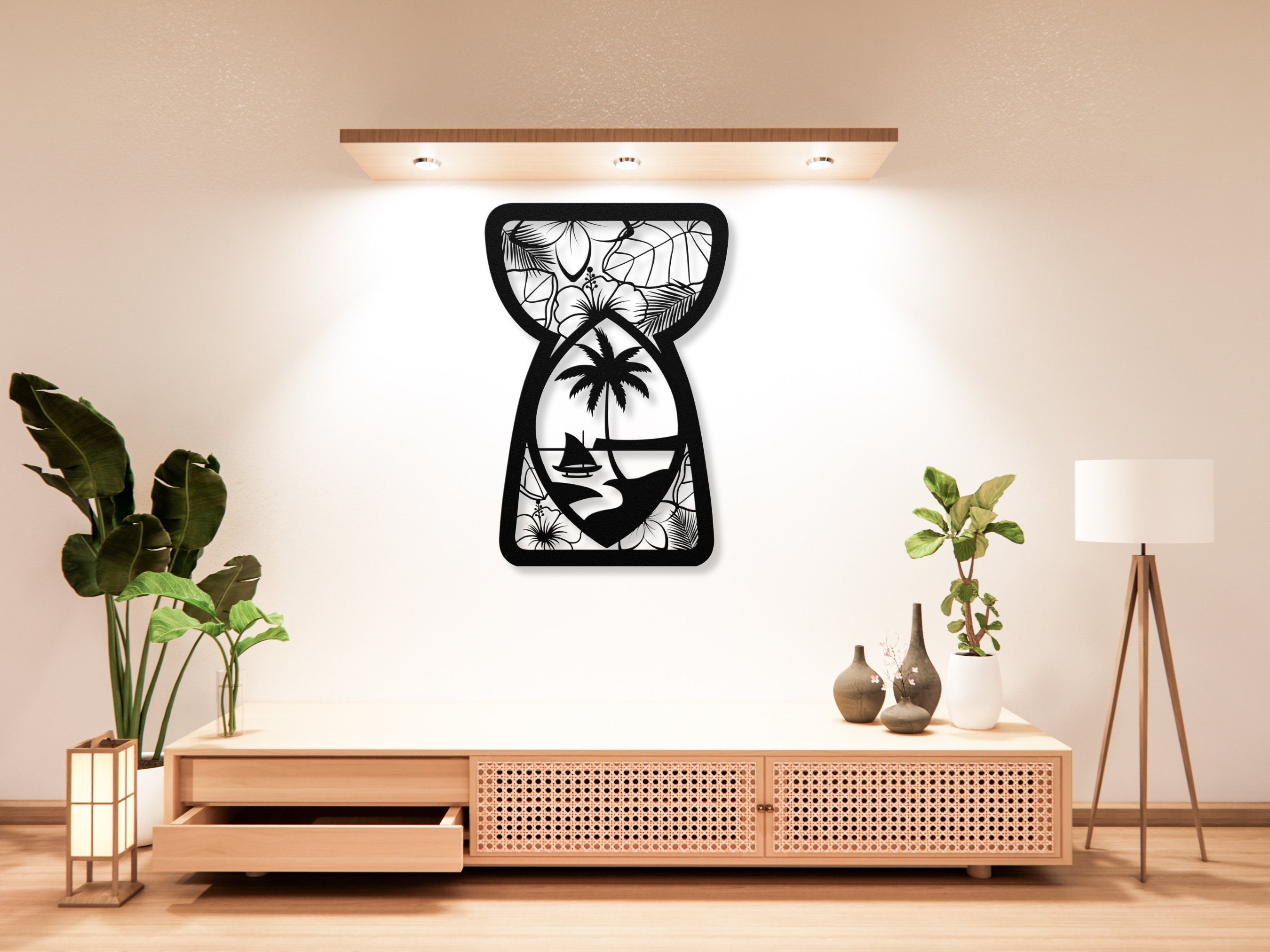 Guam Seal Latte Stone Metal Wall Art Latte Stone Art Guam Floral Wall ...