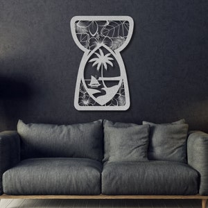 Guam Latte Stone Metal Wall Art: Tropical Floral Decor - Etsy