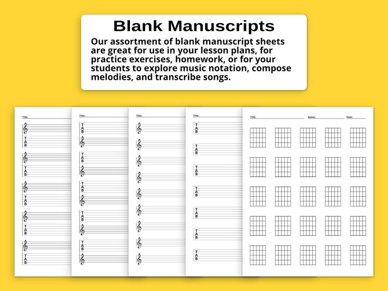 Guitar Printable Diagram Bundle - 144 Guitar Chords, Circle of Fifths ...