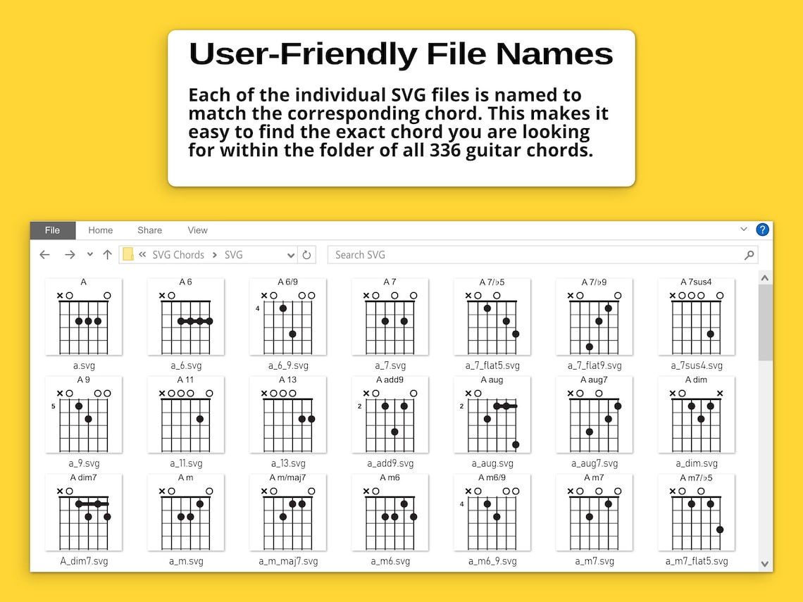 Guitar Chords SVG Bundle, 336 Chord Diagrams for Your Design Projects ...