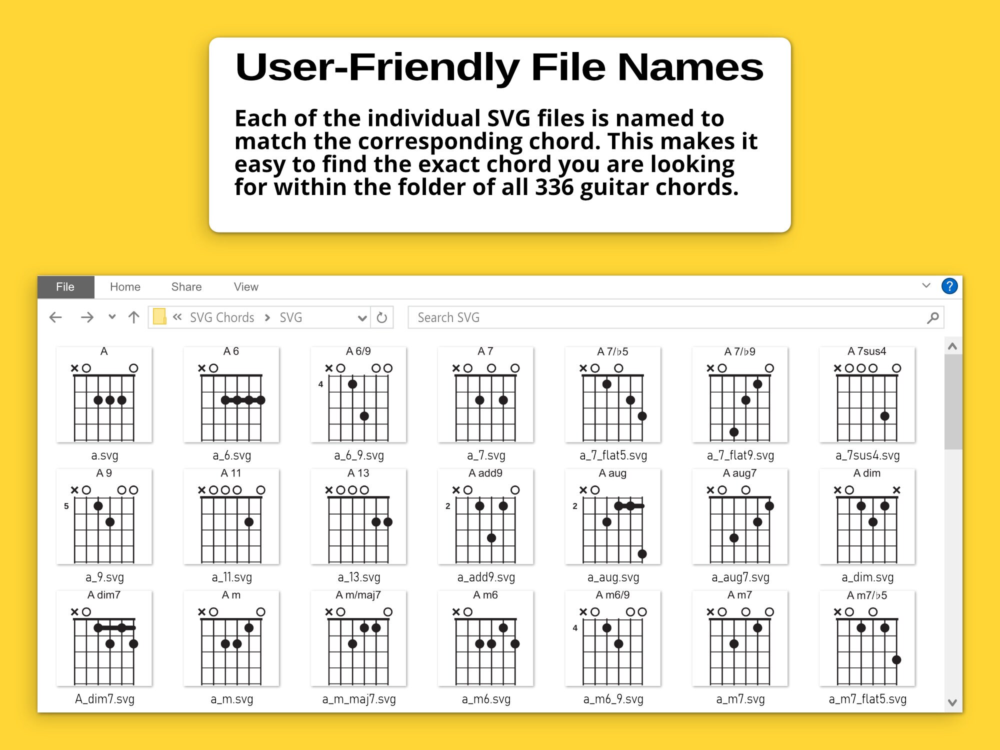 Guitar Chords SVG Bundle, 336 Chord Diagrams for Your Design Projects ...